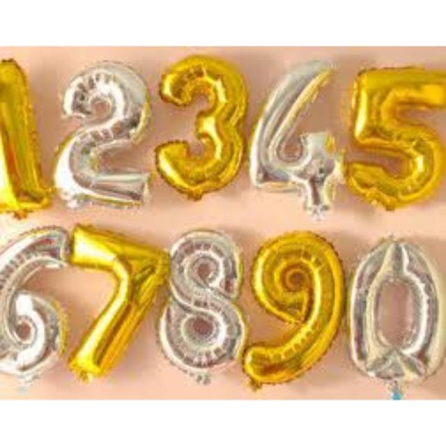 Jual BALON FOIL ANGKA GOLD/SILVER 40 CM | Shopee Indonesia