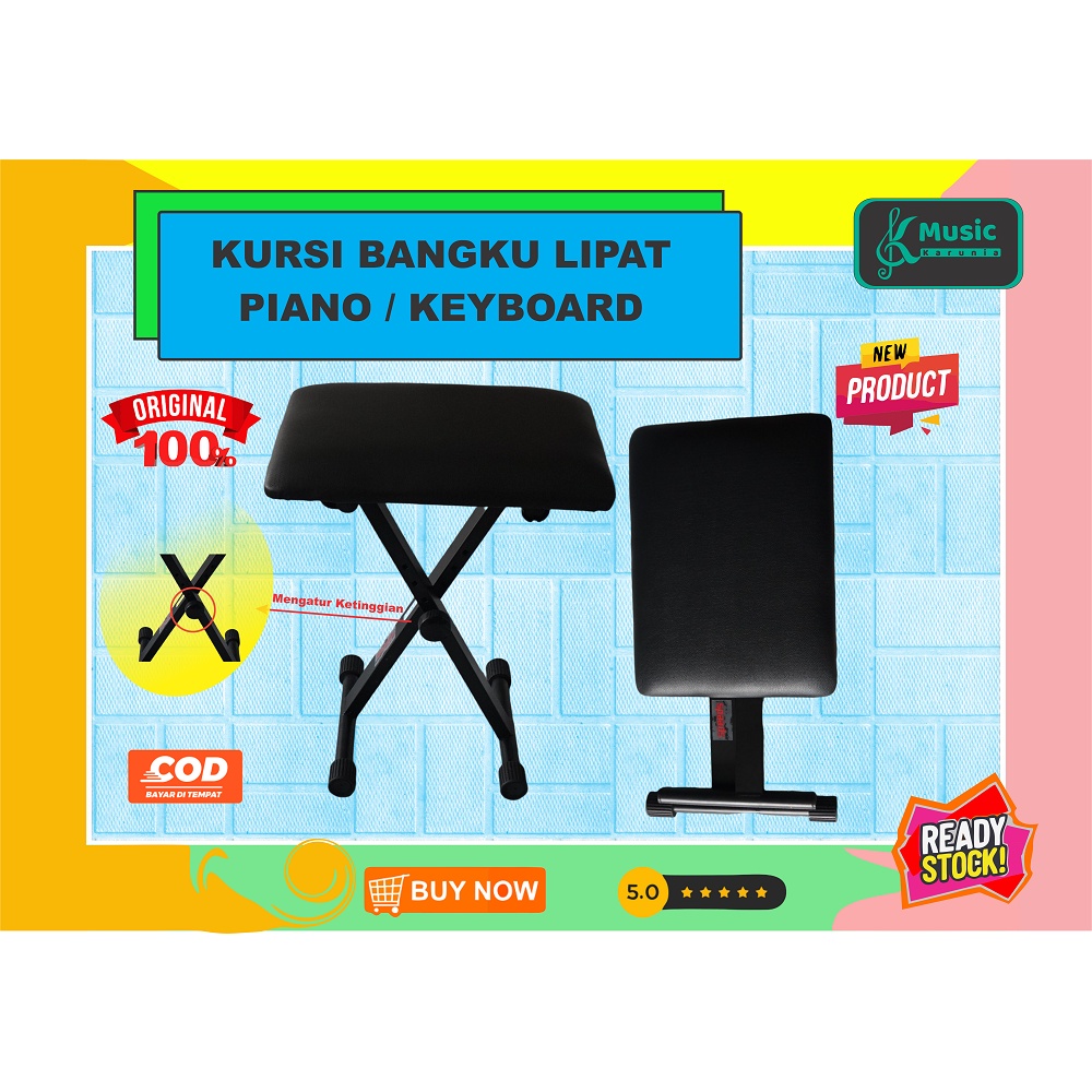 Jual Kursi bangku lipat piano keyboard empuk kualitas impor COD tinggi ...
