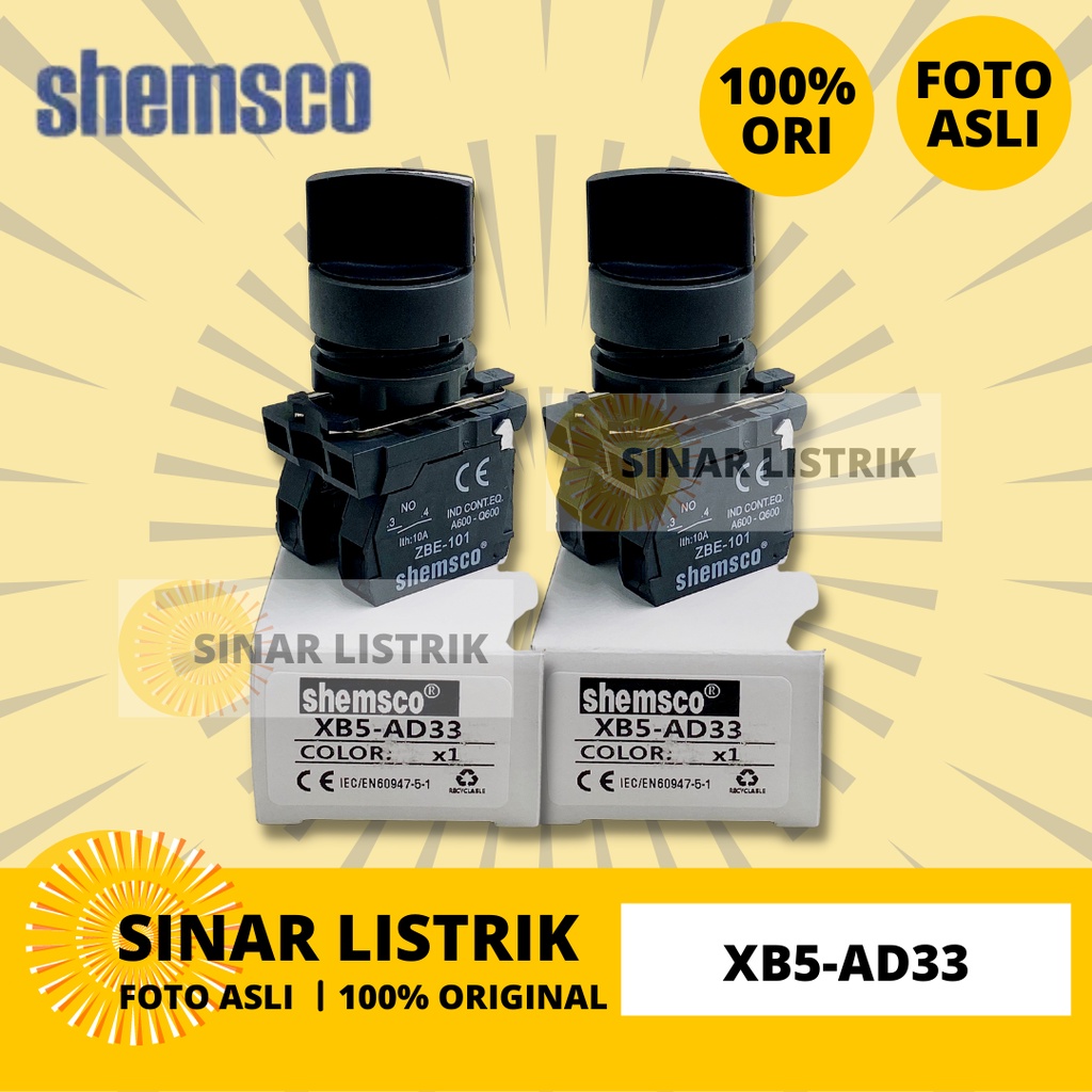 Jual SHEMSCO Selector Switch XB5 XB5-AD33 AD33 ON-OFF-ON | Shopee Indonesia