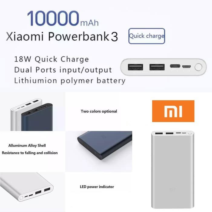 Jual Powerbank Xiaomi 10000mAh Gen 3 Fast 18watt Input USB Type C ...