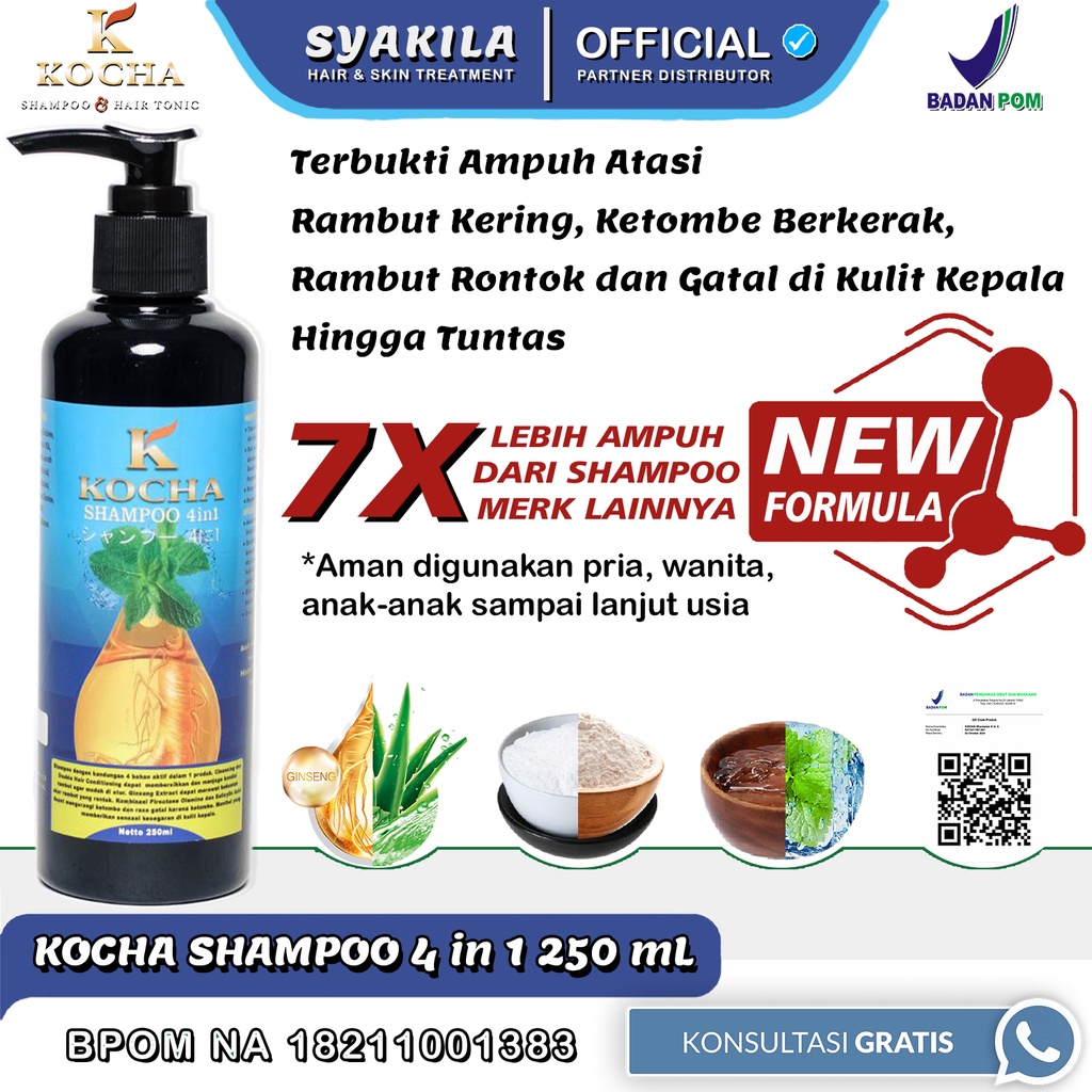 Jual Shampoo Kocha Anti ketombe 4 in 1 Mengatasi Rambut Rontok Anti Dandruff Hair Fall Dan ...