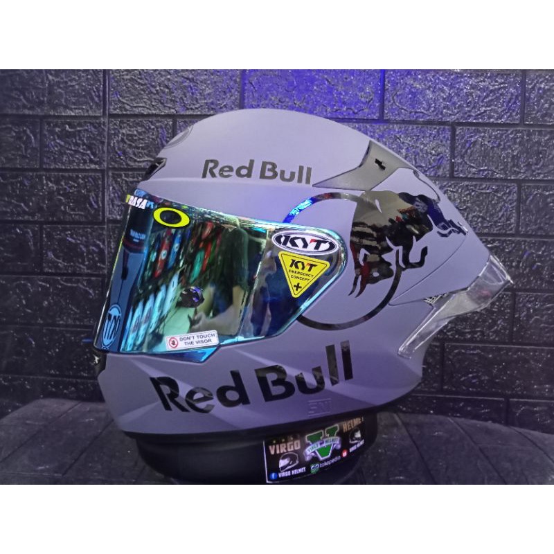 Jual HELM KYT TT COURSE SOLID MATT GORILLA GREY REDBULL PAKET GANTENG ...