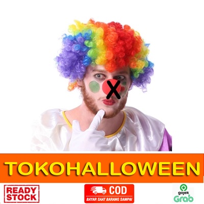 Jual rambut badut wig kribo wig badut warna warni keribo warna warni ...