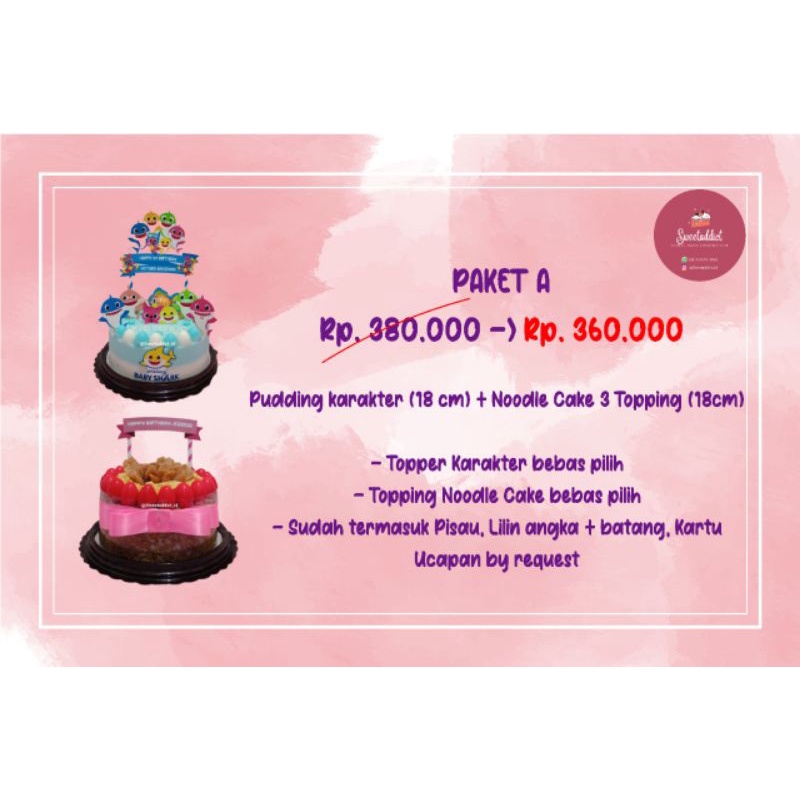 Jual paket pudding karakter / paket ulang tahun / paket noodle cake ...