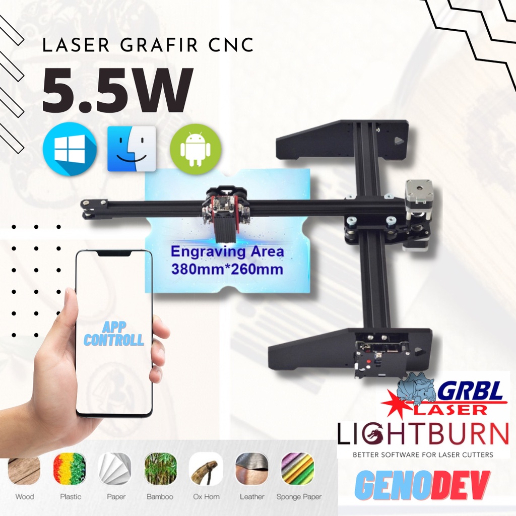 Jual TwoWin 5500mW CNC Laser Grafir Printer 3D Ukir Engraver 3826 ...