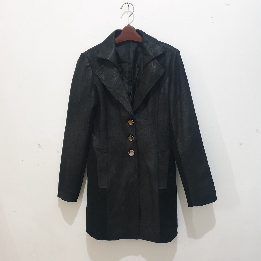 Jual Coat Hitam Semi Leather | Shopee Indonesia