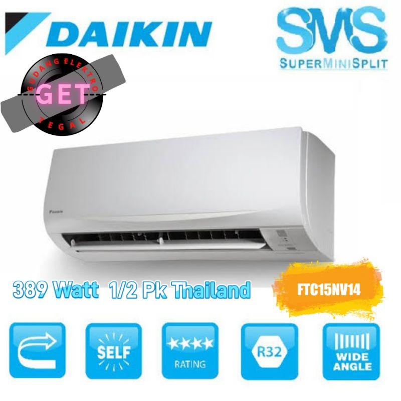 Jual AC DAIKIN 1/2 PK THAILAND STANDAR [SUPER MINI SPLIT] ~ FTC15NV14 (KOTA TEGAL) | Shopee ...