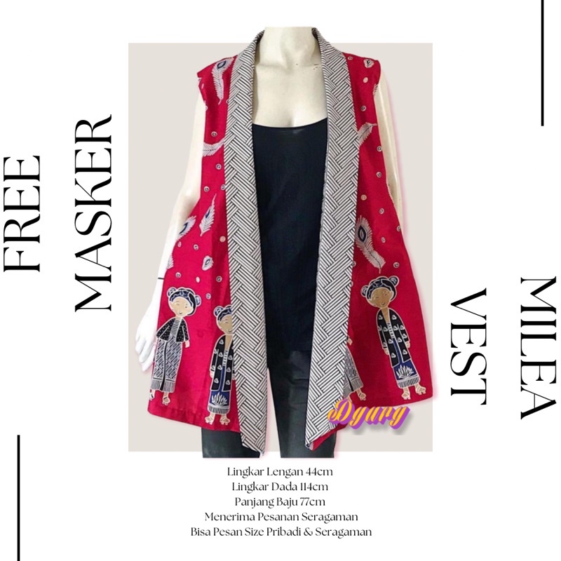 Jual Vest Outer Rompi Blazer Cardigan Batik Tanpa Lengan Jumbo Kekinian ...