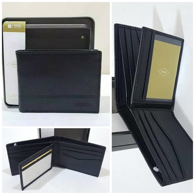 Jual Dompet FOSSIL Brooks Black with Flip ID Plus Tin Box New Orginal ...