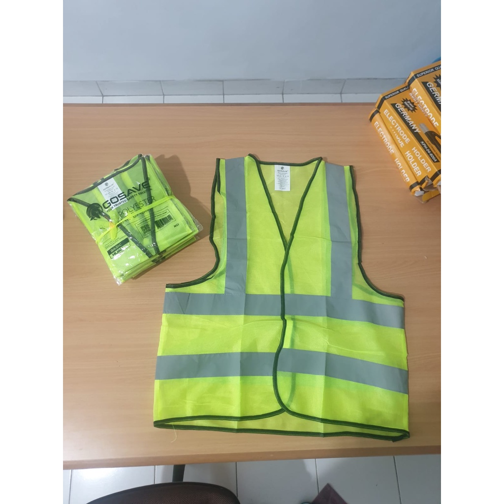 Jual Rompi Safety Vest Proyek Polyester 4 line basic Green GoSave ...