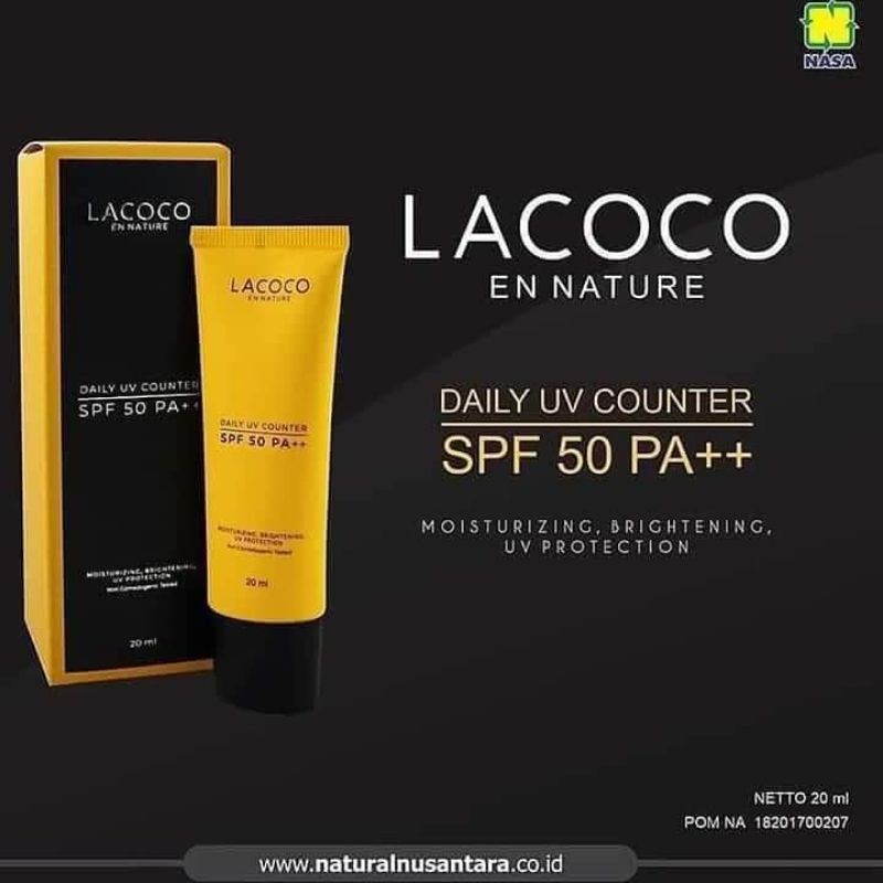 Jual Lacoco Sunscreen Daily UV Counter SPF 50 PA++ (LCPF50) Nasa Ori ...