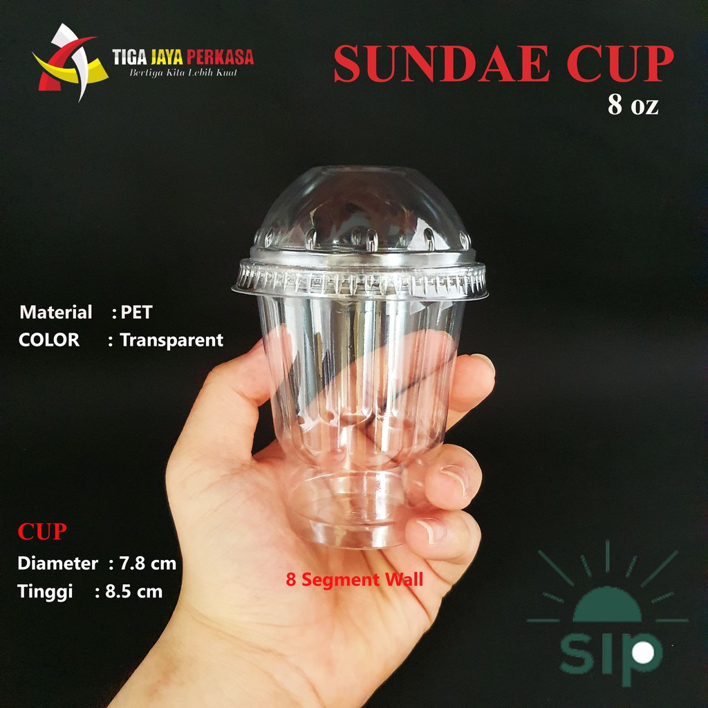 Jual Sundae Cup SIP / Ice Cream Cup 8 oz + Tutup Dome @50 Pcs (SIP 78.5 ...
