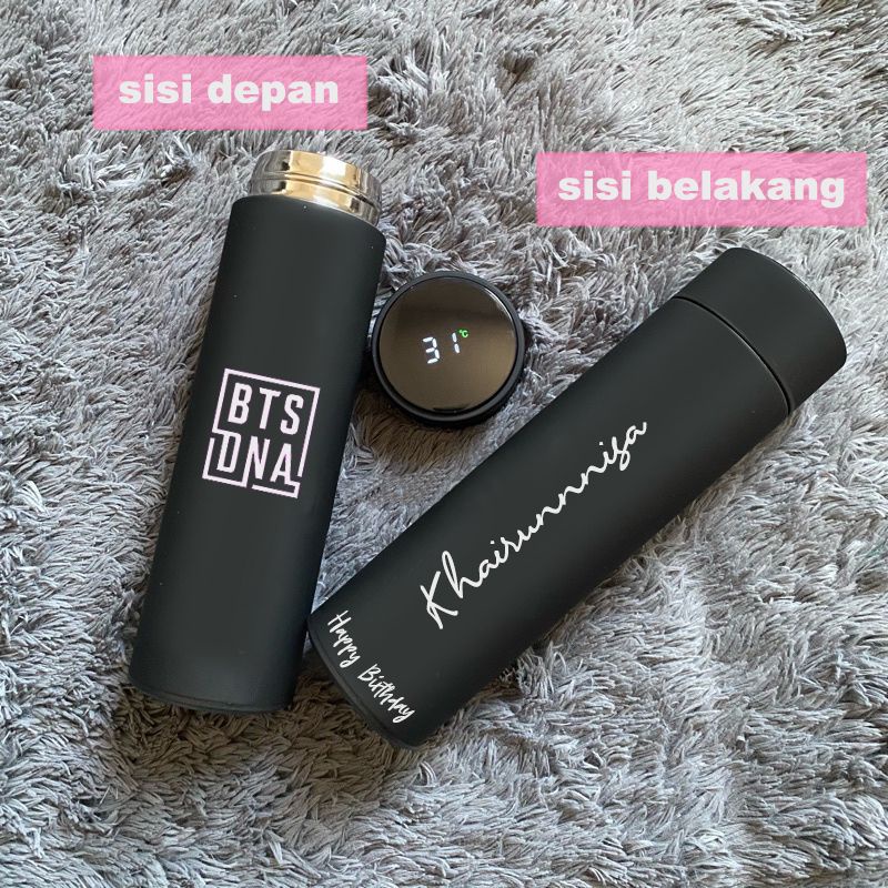 Jual Tumbler LED custom grafir nama, logo, foto cetak botol termos suhu ...