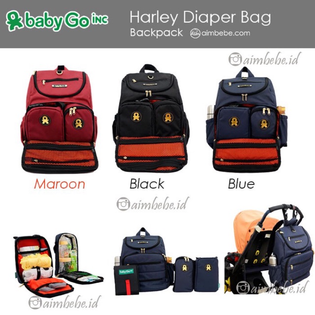 Jual Babygo inc HARLEY Diaperbag Backpack (Tas Perlengkapan Bayi ...