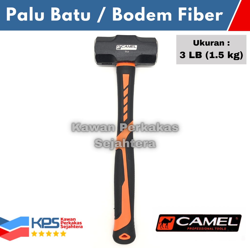 Jual CAMEL Palu Batu Gagang Fiber 3 LB (1.5 kg) | Bodem Godam Gagang Karet Rubber Grip 3LB ...