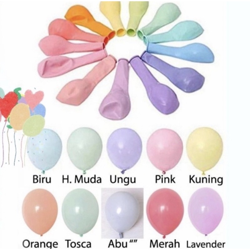 Jual Balon pastel macaron mix warna 12" isi 100pcs | Shopee Indonesia