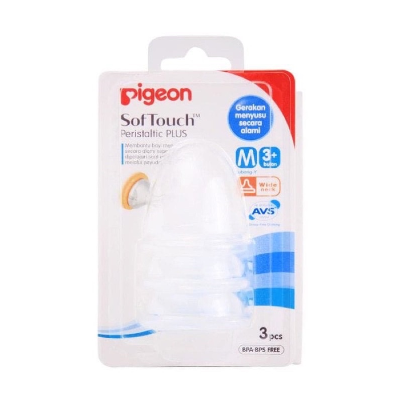 Jual Pigeon Peristaltic Plus Nipple Wide Neck 3 Pack UKURAN M | Shopee Indonesia