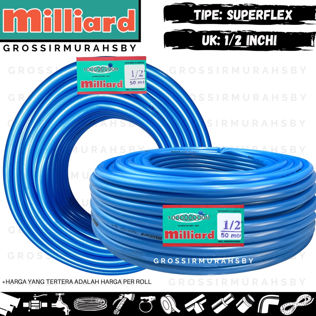 Jual SELANG AIR MILLIARD SUPERFLEX 1/2 ( 50 METER / 100 METER ...