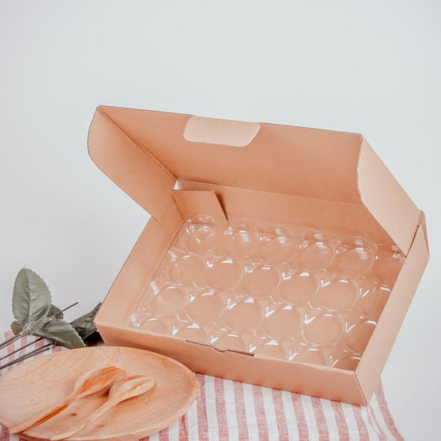 Jual 25 pcs Box Cokelat Polos Dan Tray 4 cm Kardus Die Cut Packaging ...