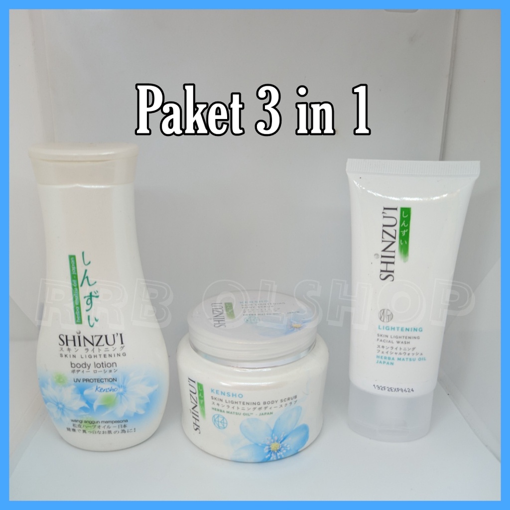 Jual PAKET MURAH BPOM 3 IN 1 facial wash shinzui 80 ml - bodi scrub ...