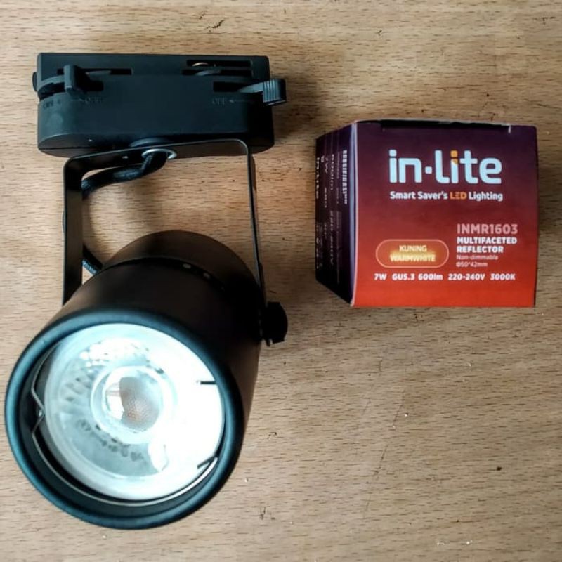Jual promo lampu rel cafe track light set sorot 7w Led inlite super ...