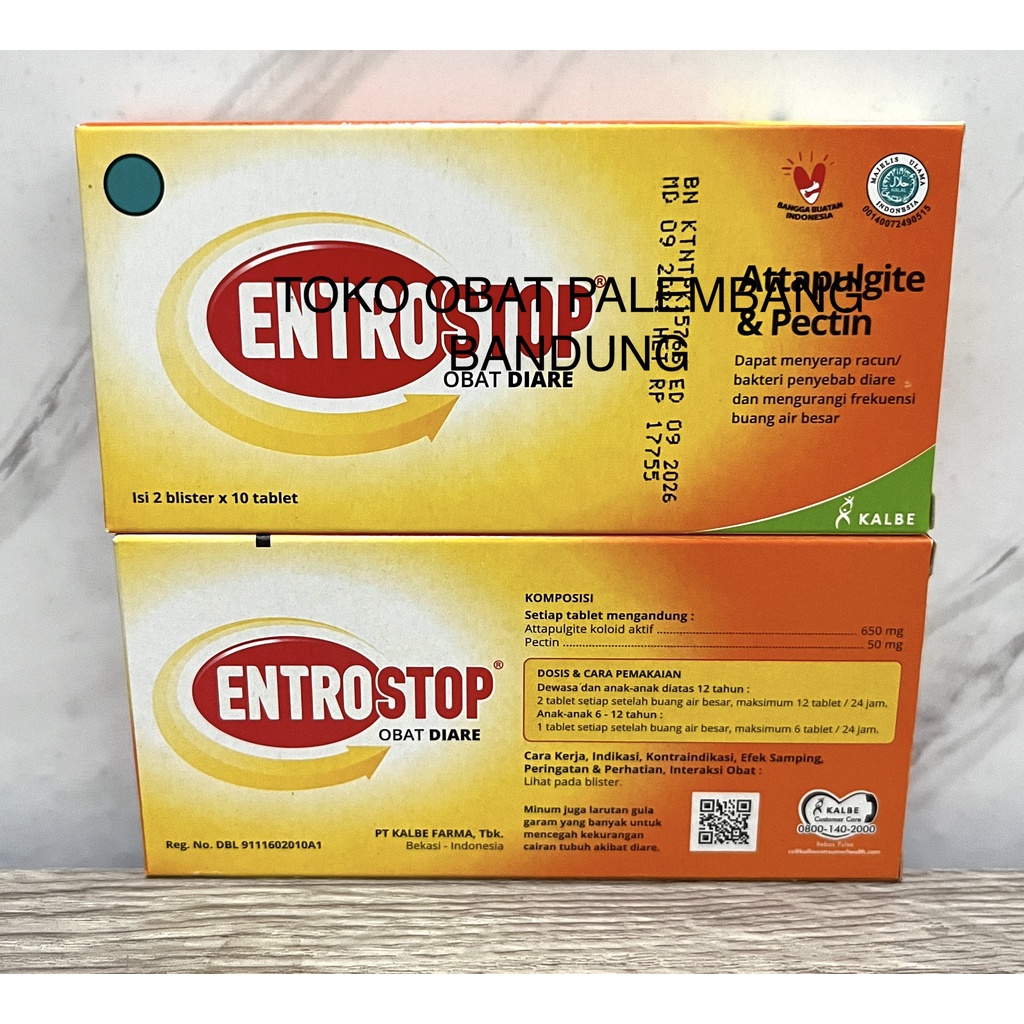 Jual ENTROSTOP 20 TABLET OBAT DIARE ATTAPULGITE PECTIN DIARE BUANG AIR ...