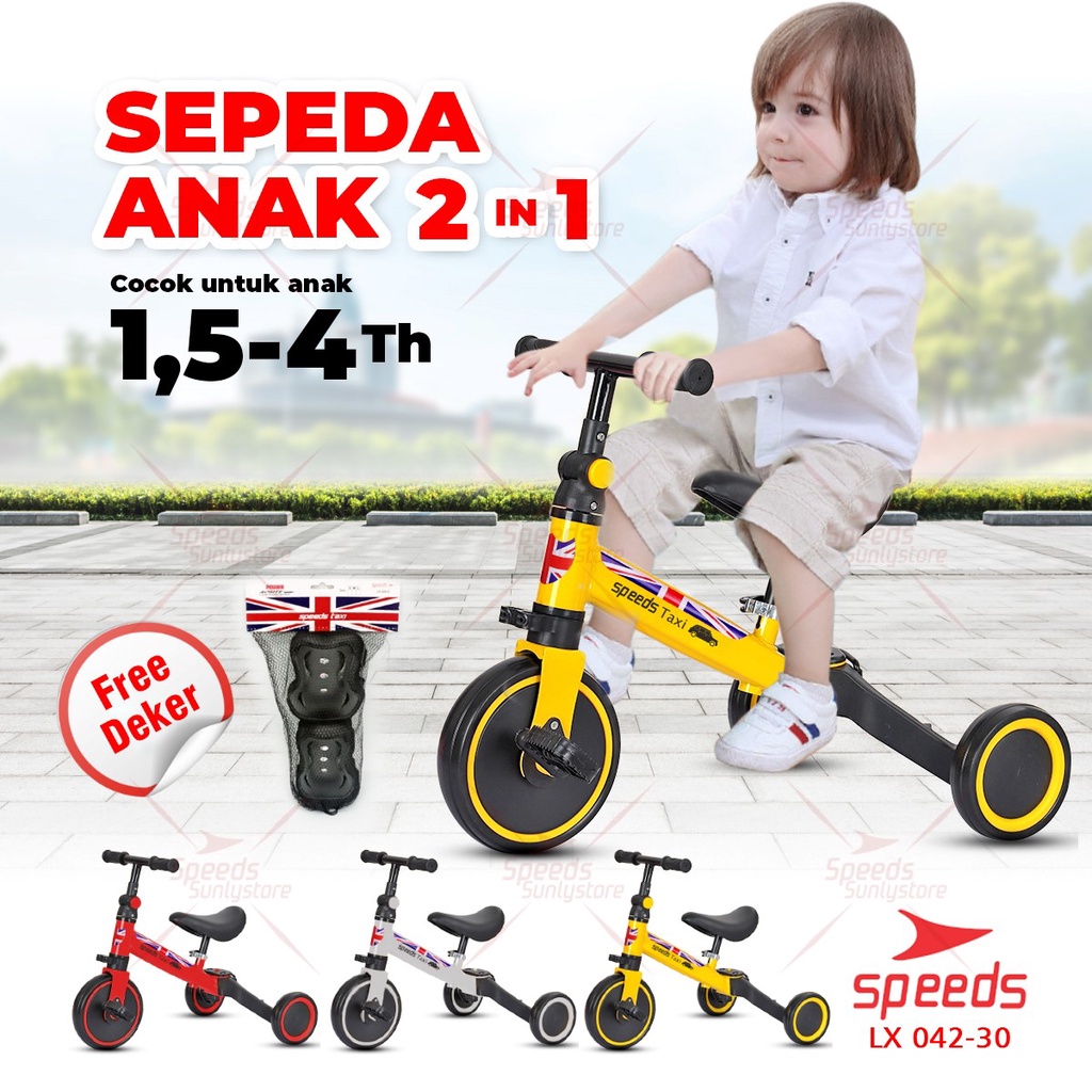 Jual SPEEDS Sepeda Anak Roda 3 Sepeda Mini 2In1 Taxi Balance Bike Push ...