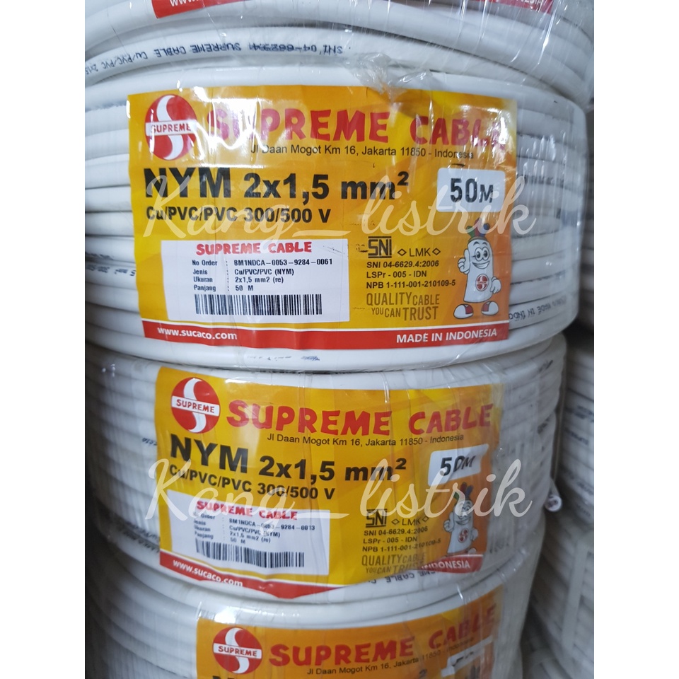 Jual KABEL LISTRIK SUPREME NYM 2x1,5 / KABEL NYM SUPREME 2X1.5 50MTR ... Jual KABEL LISTRIK SUPREME NYM 2x1,5 / KABEL NYM SUPREME 2X1.5 50MTR ...