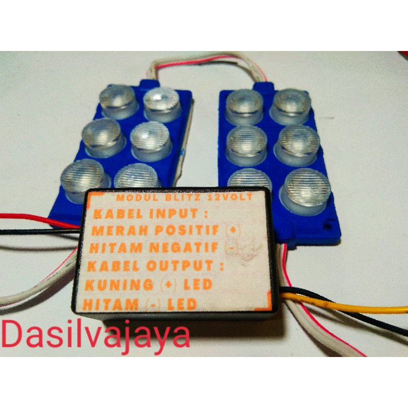 Jual MODUL LAMPU BLITZ PESAWAT 12 VOLT +2 LED 6 MATA KOTAK BIRU ...