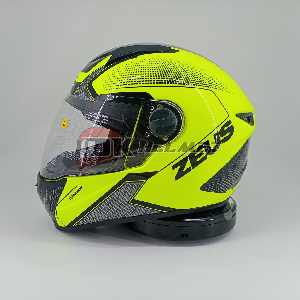 Jual Helm Full Face Zeus Motif ZS 811 Fluo Yellow Fluo AL6 Black Free ...