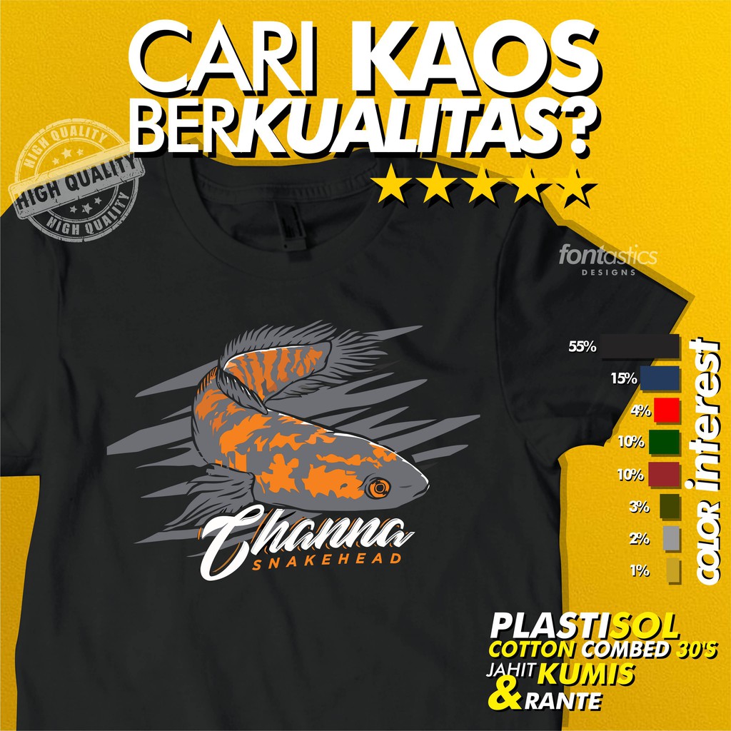 Jual KAOS IKAN GABUS CHANNA CUSTOM PLASTISOL SATUAN LUSINAN SABLON ...