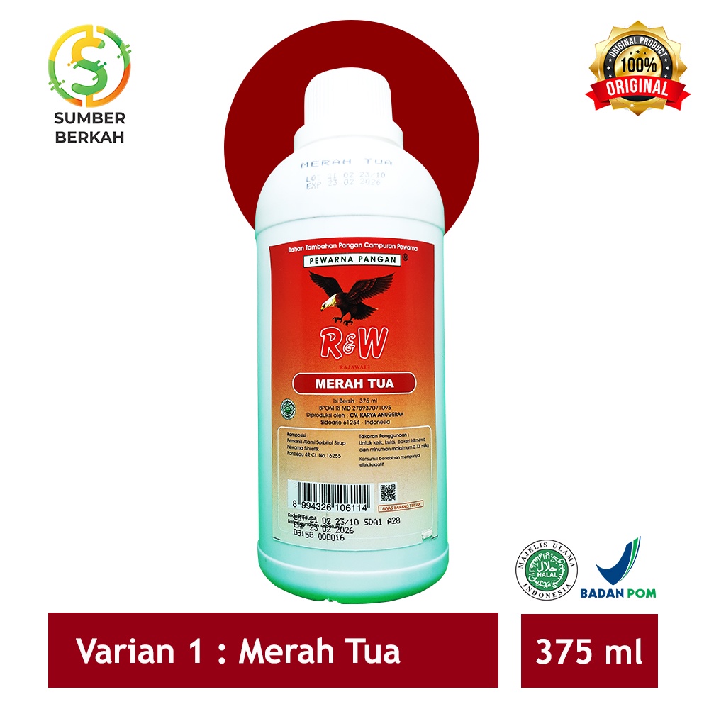 Jual Pewarna Makanan Kue Rajawali R&W 375 ml 500 g 1/2 kg | Shopee ...