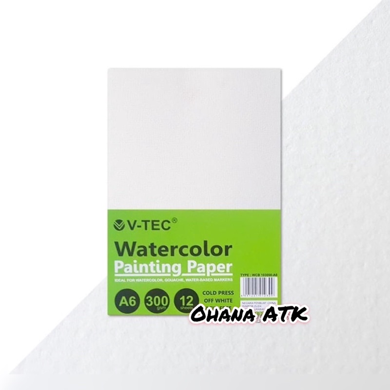 Jual V-TEC WATERCOLOR PAPER A6 300 GSM COLD PRESS ISI 12 LEMBAR ...
