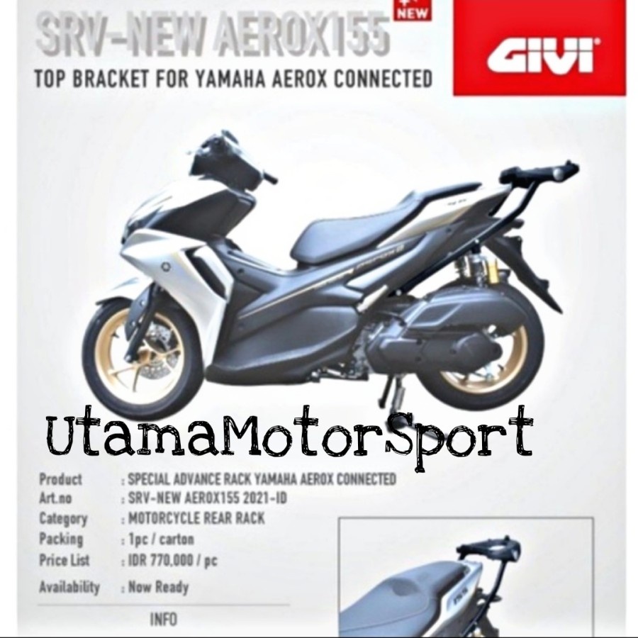 Jual Breket Bracket BOX Belakang Givi SRV Motor Aerox-155 2021-2022 ...