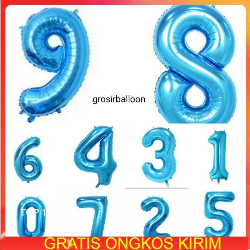 Jual Balon angka 80 cm BIRU Depok | Shopee Indonesia
