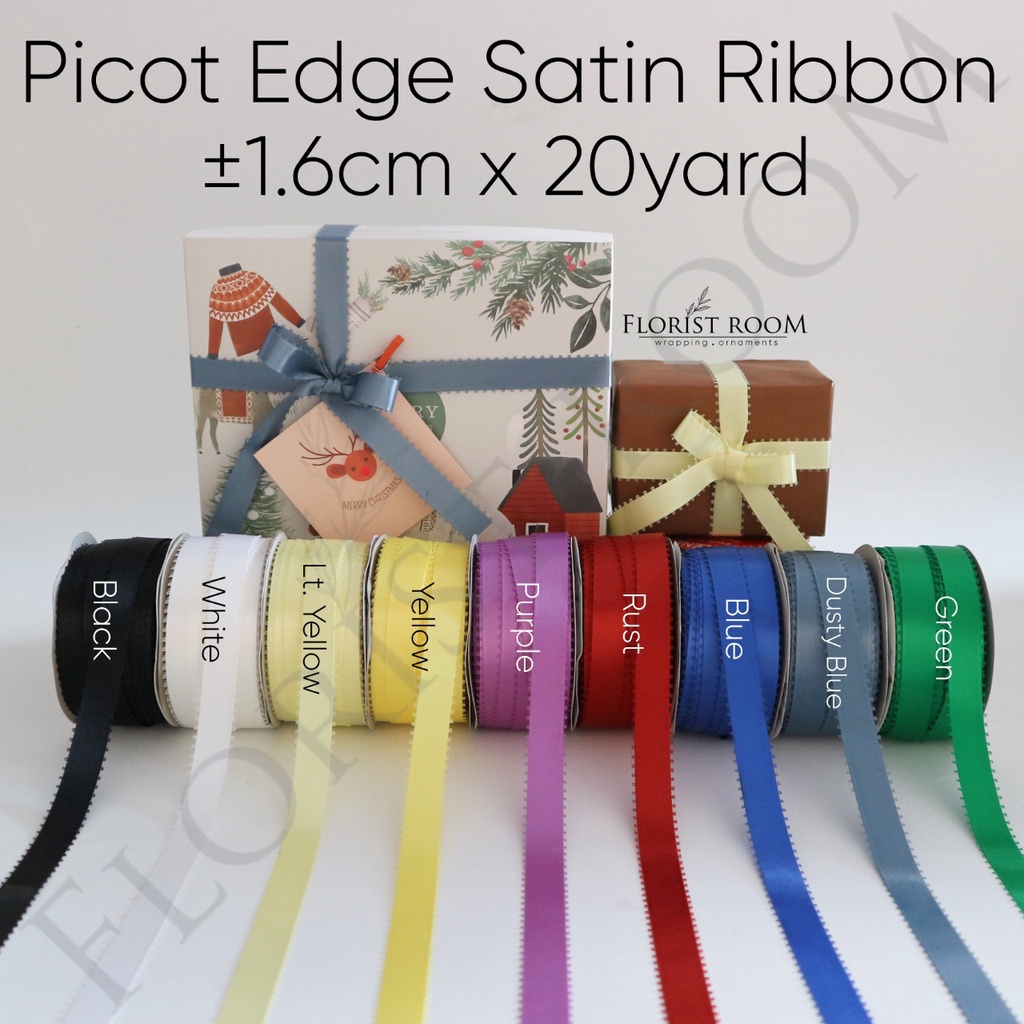 Jual Pita Picot Edge Satin Ribbon ±1.6cm x 20yard - Ribbon | Shopee ...