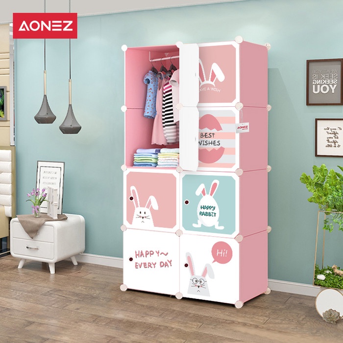 Jual Aonez lemari pakaian rak plastik baju dengan 8 muka 6 slot ...