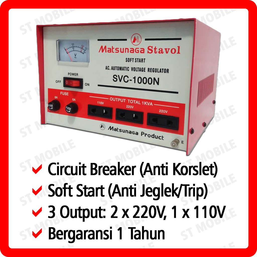 Jual Stabilizer Listrik Komputer Matsunaga 800 watt 1000va Stavol ...