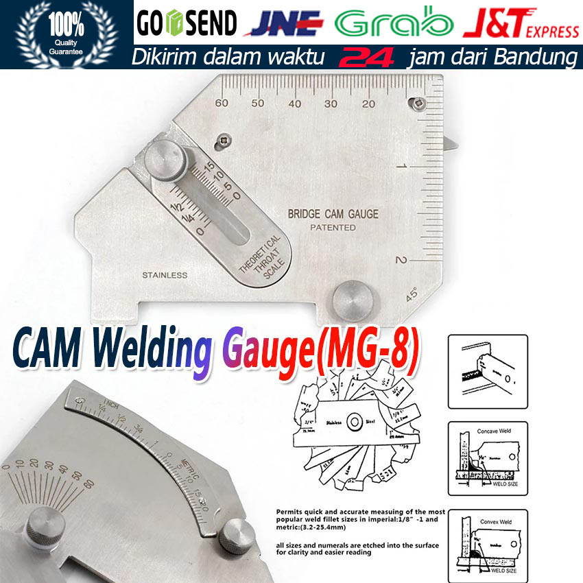 Jual Alat Ukur Las MG-8 Cam Type Welding Gauge Welded Surfaces Joint Undercut Fillet Leg Throat ...