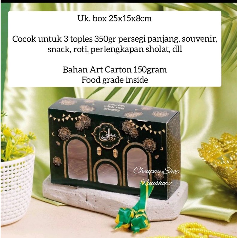Jual Box lebaran 3 toples 350gr persegi panjang box lebaran 25x15 box ...