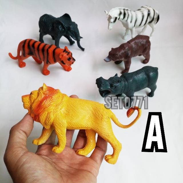 Jual Mainan Anak Animal 6 PCS / Binatang / Hewan Liar Karet Plastik ...