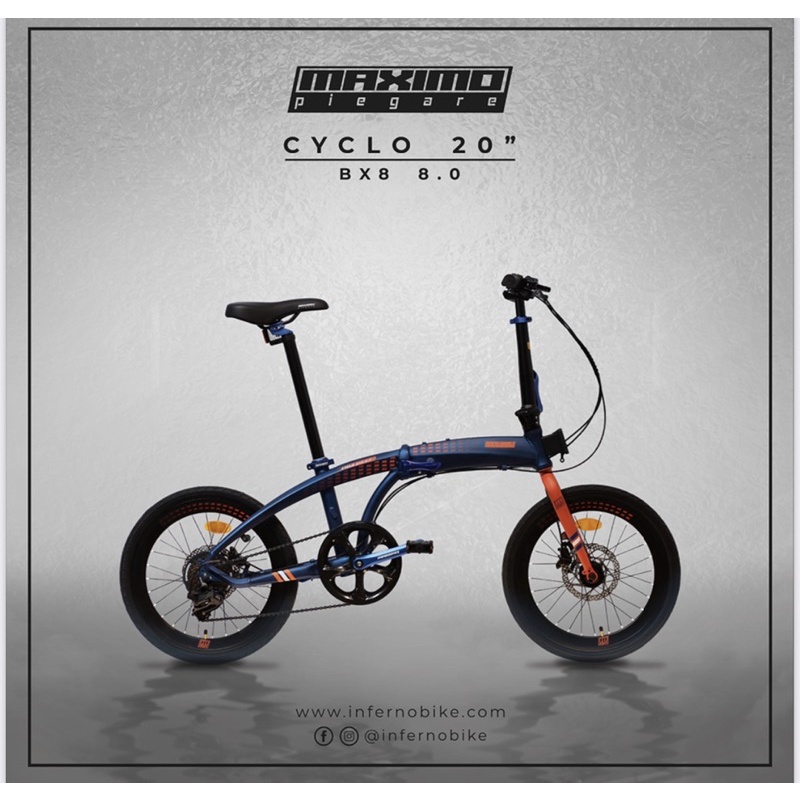 Jual Sepeda Lipat 20 Maximo Piegare Cyclo BX-8 8.0 ( BY Family Bike ) | Shopee Indonesia