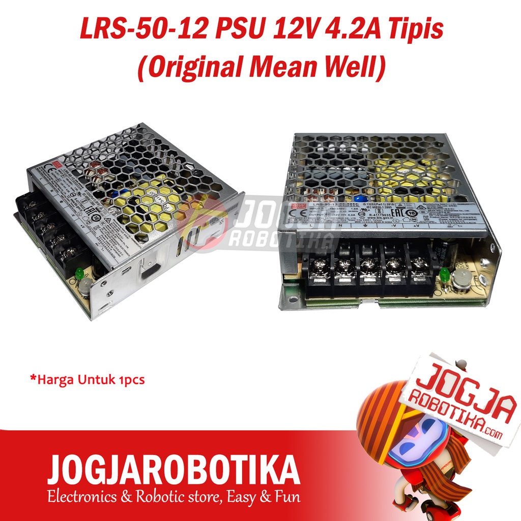 Jual LRS-50-12 PSU 12V 4.2A Tipis (Original Mean Well) | Shopee Indonesia