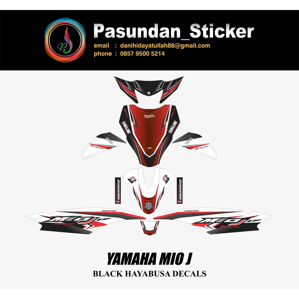 Jual YAMAHA MIO J CARS BLACK HAYABUSA DECALS | Shopee Indonesia