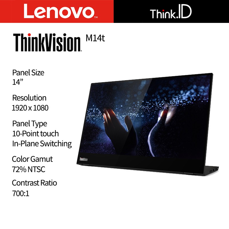 Jual Lenovo Monitor ThinkVision M14t USB-C Mobile Monitor with Touch 14 ...