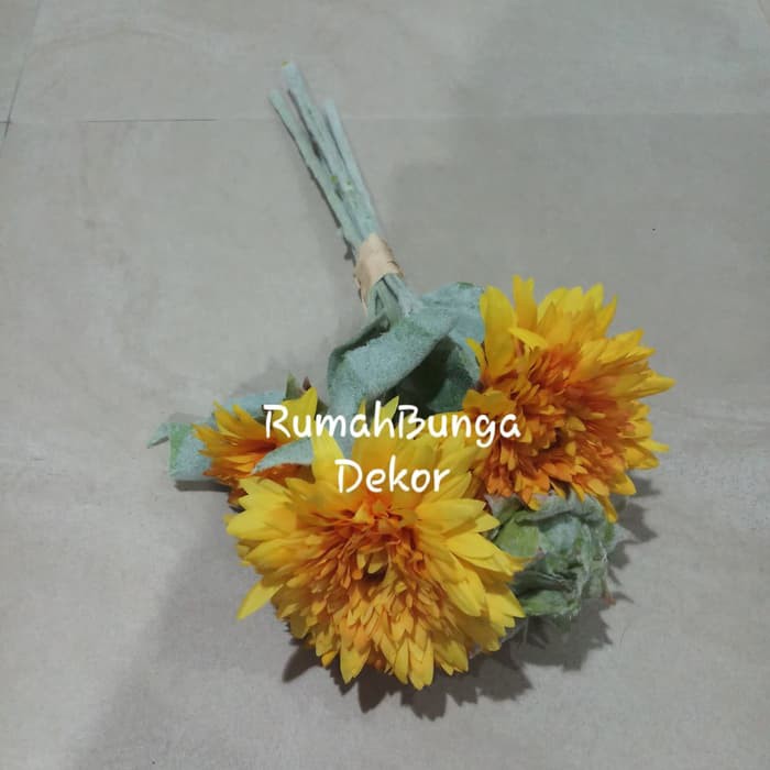 Jual Bunga Krisan Matahari Ikat Artificial x6 ( Kuning ) | Shopee Indonesia