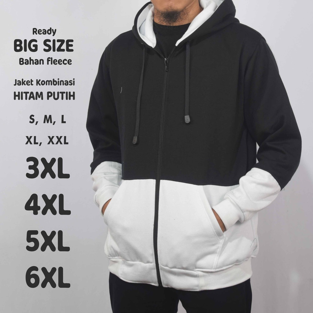 Jual Jaket Pria Hoodie Kombinasi Hitam Putih Jumbo Big Size S M L XL ...