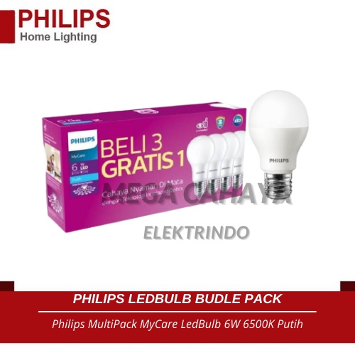 Jual Philips MultiPack MyCare LedBulb 6W 6500K Putih | Shopee Indonesia