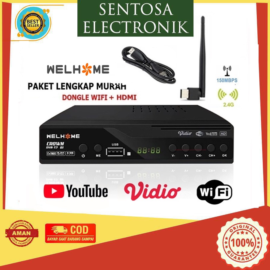 Jual Set Top box Tv Digital Welhome - DVB T2 EWS tv analog ke digital | Shopee Indonesia