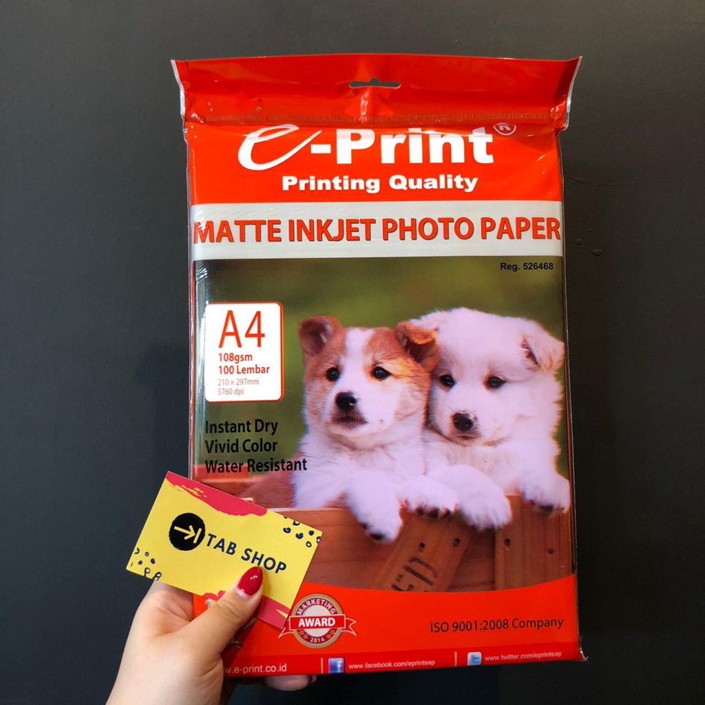 Jual TAB SHOP - EPRINT MATTE INKJET PHOTO PAPER A4 108 GSM 100 SHEETS ...